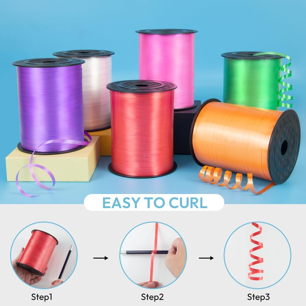 500 Yards 3/16" Curling Ribbon Yellow, Balloon String Curly Ribbon 1 ...