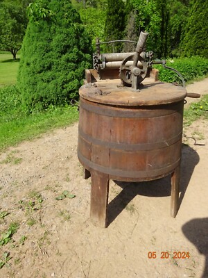 Antique Wooden Barrel Washer Washing Machine w/ Ringer/ hand crank | eBay