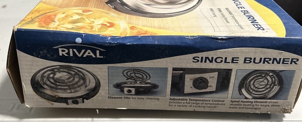 New Rival Single burner Electric Stove Adj Temp Spiral Heating Easy ...