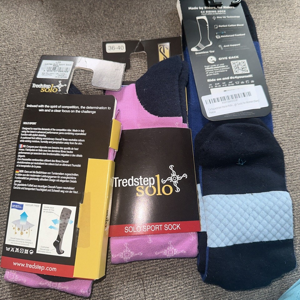 Lot- Equestrian Tall Boot/Riding Socks- Tredstep, C4, NWT | eBay