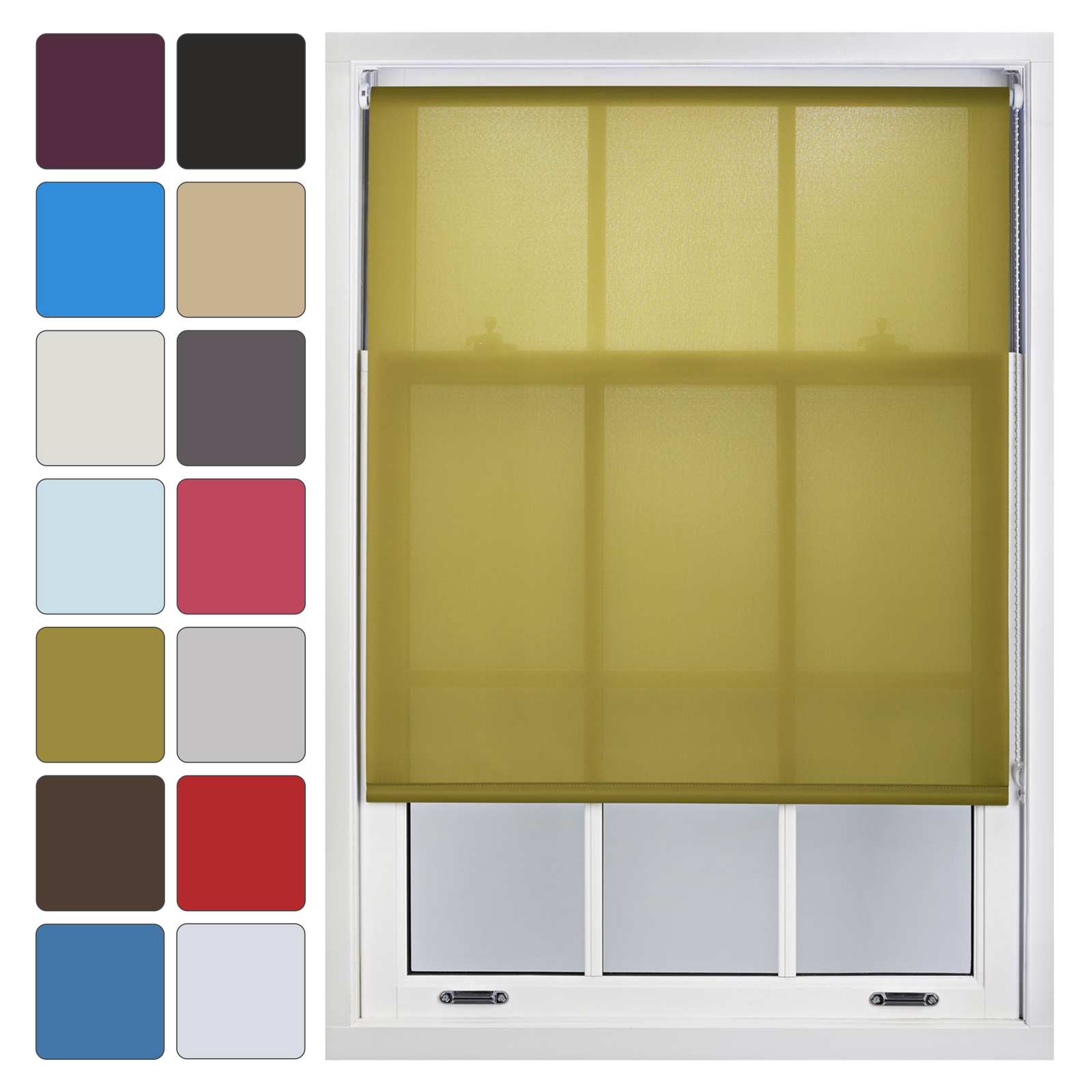 Plain Roller Blinds Up to 240cm x 210cm Quality Trimmable Blind - 14 ...