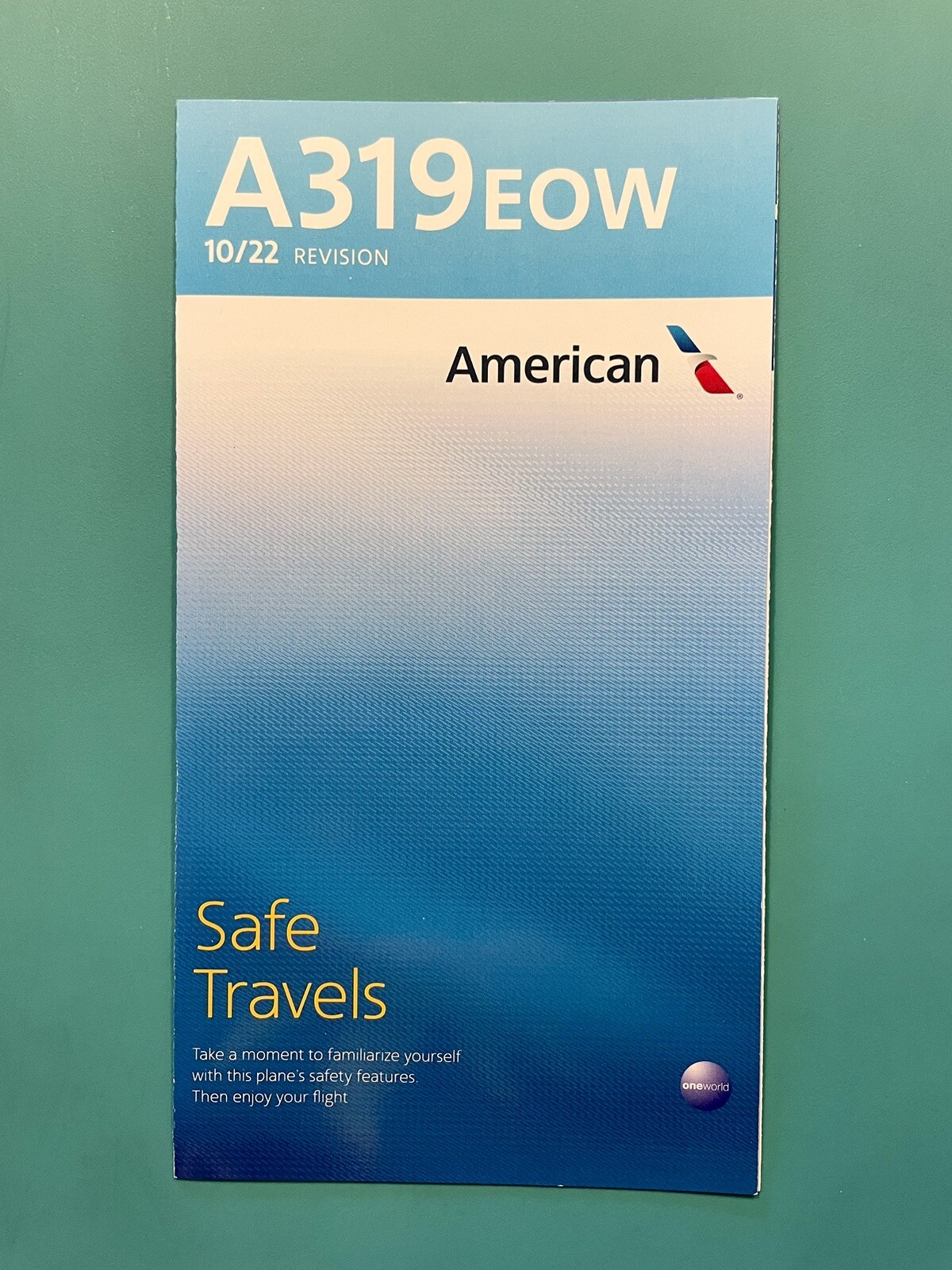 AMERICAN AIRLINES SAFETY CARD--AIRBUS 319 EOW | eBay