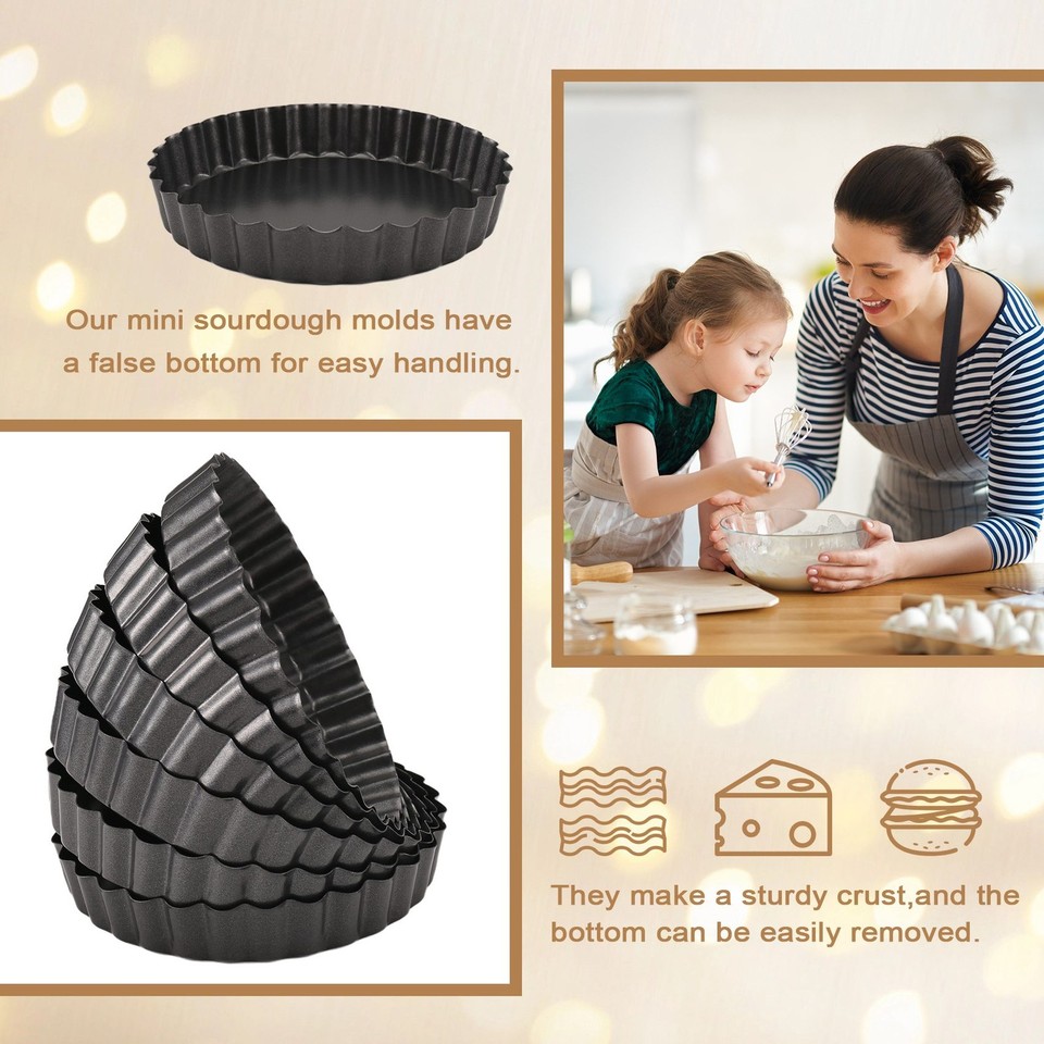 6 Pack 5 Inch Tart Pans with Removable Bottom Round Nonstick Quiche Pan ...