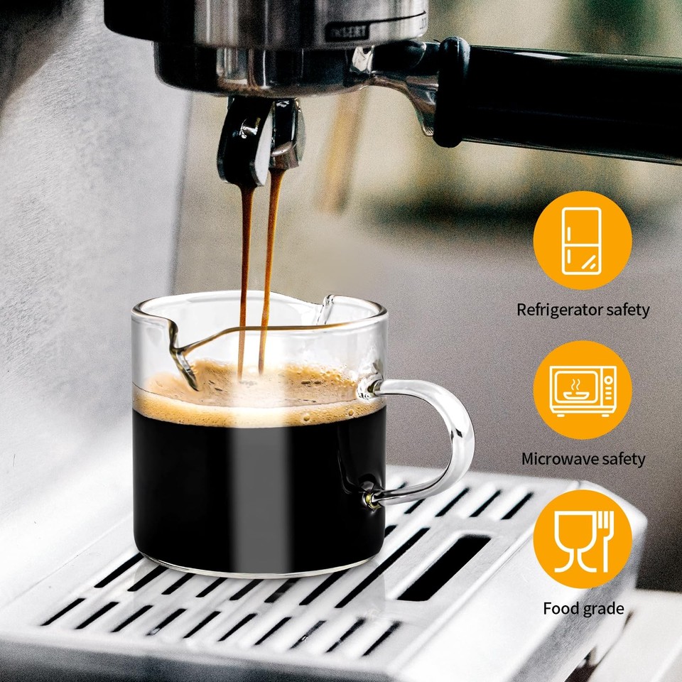 2 Pcs Espresso Cups,4 Oz Espresso Shot Glass,Double Spouts Coffee Cups ...