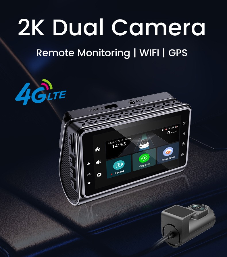 4g Lte Car Dash Cam With Live Streaming 24/7 Parking Mode 2k Dual Lens ...