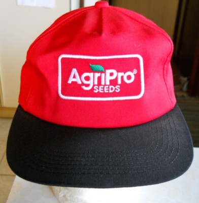 VTG AGRIPRO SEEDS RED WITH BLACK BILL HAT CAP ADJUSTABLE ONE SIZE FITS ...
