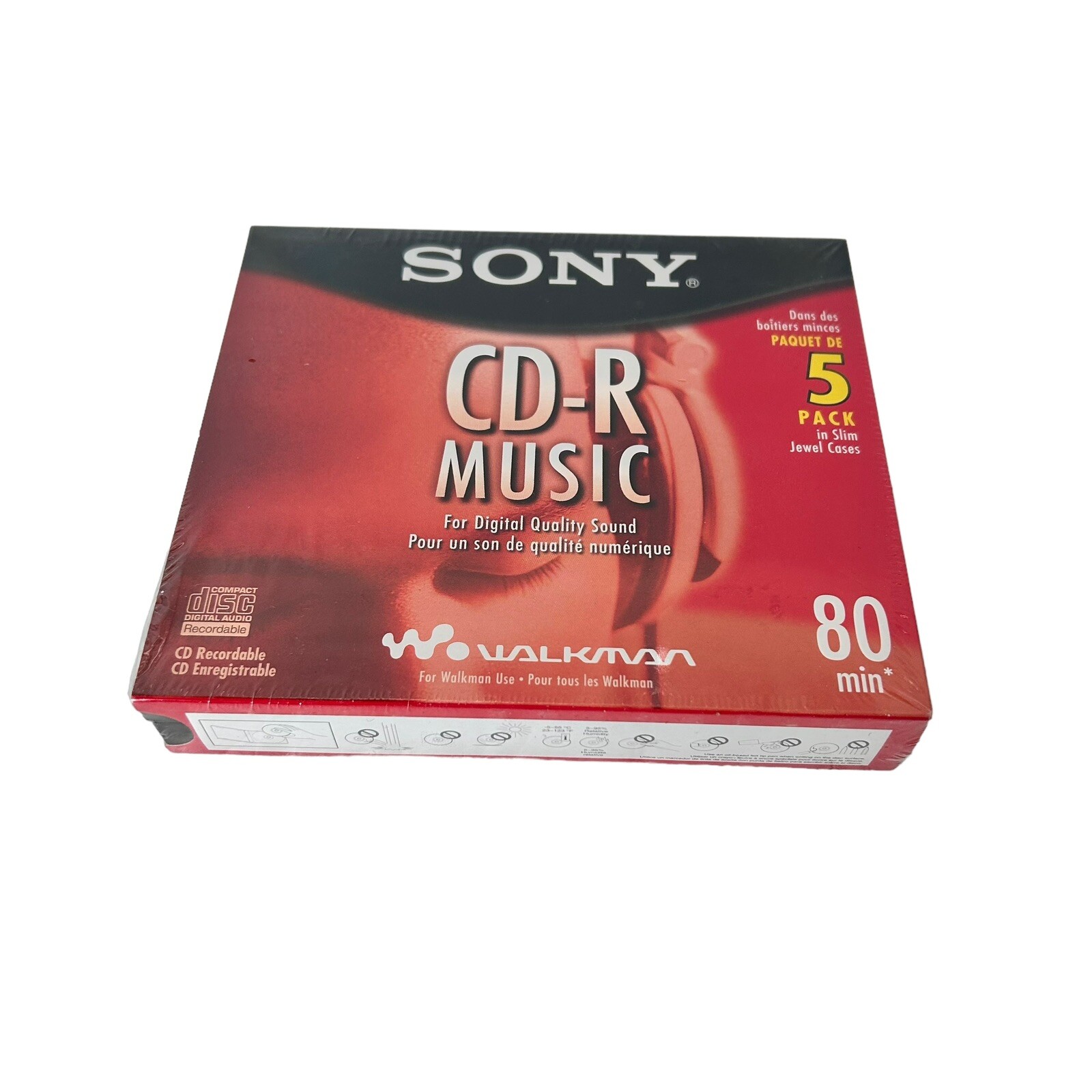 New Sealed Sony CD-R Audio Music 5 CDs Pack Recordable In Slim Jewel ...
