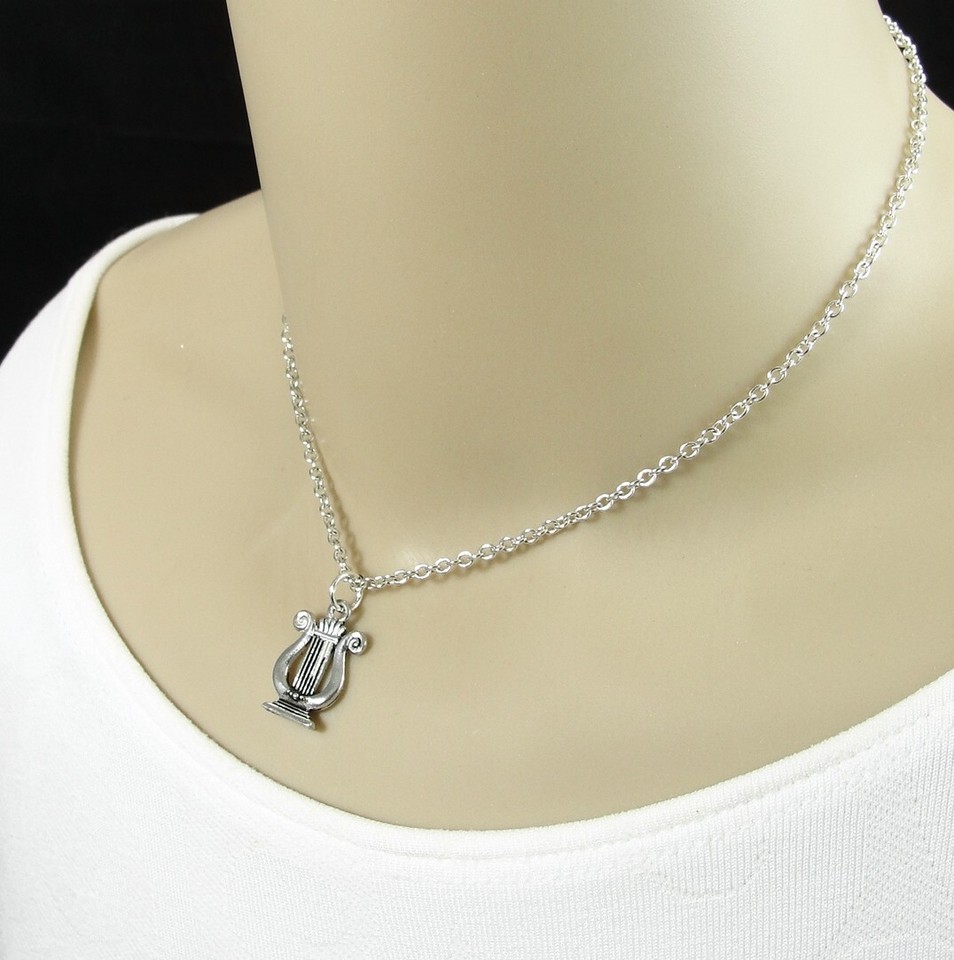 Silver Musical Lyre Necklace - Ancient Greek Harp Charm - Greek ...