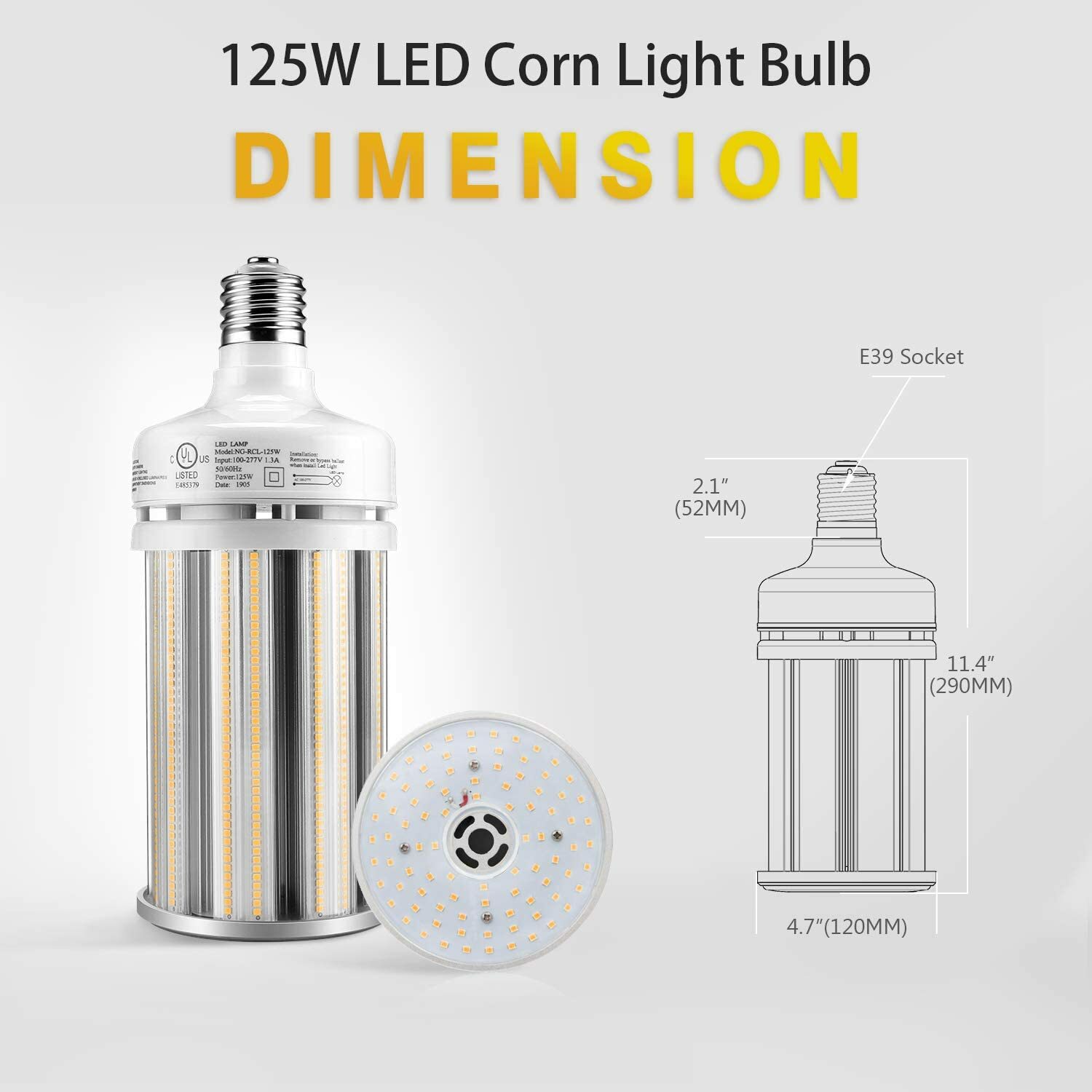 125W LED Corn Cob Bulb Retrofit 400W MH Warehouse Highbay Light E39 ...