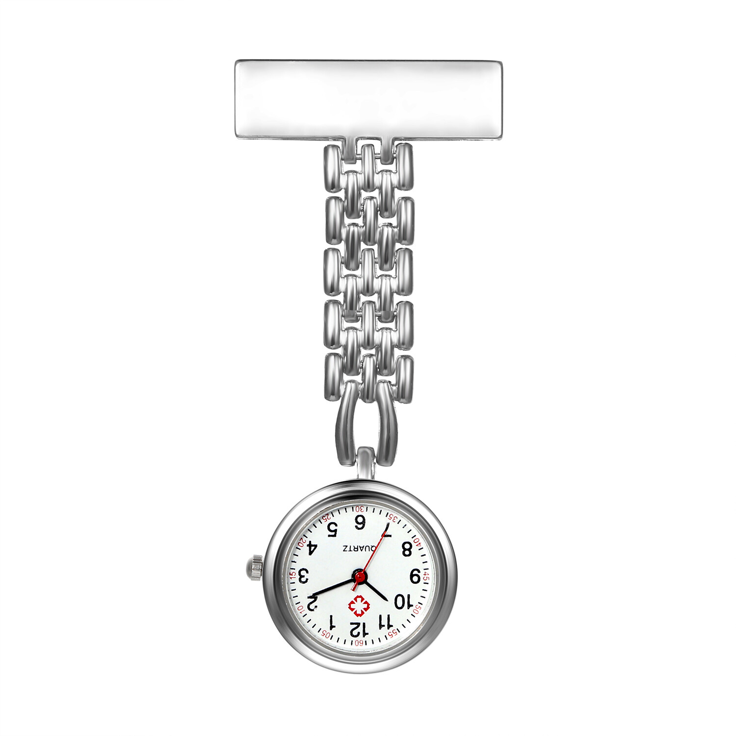 Clip on Nurse Watch Pin Brooch FOB Silver Quartz Analog Watch for ...