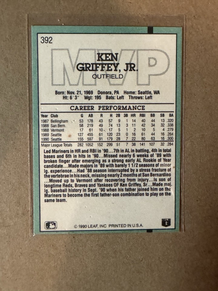 1991 Donruss - Ken Griffey Jr #392 Yellow Stripes on Right Border | eBay