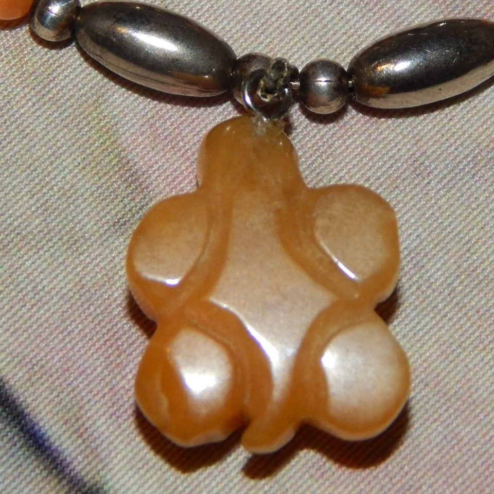 Vintage Silver Cat's Eye, Picture Jasper & Carved Honey Jade Turtle ...