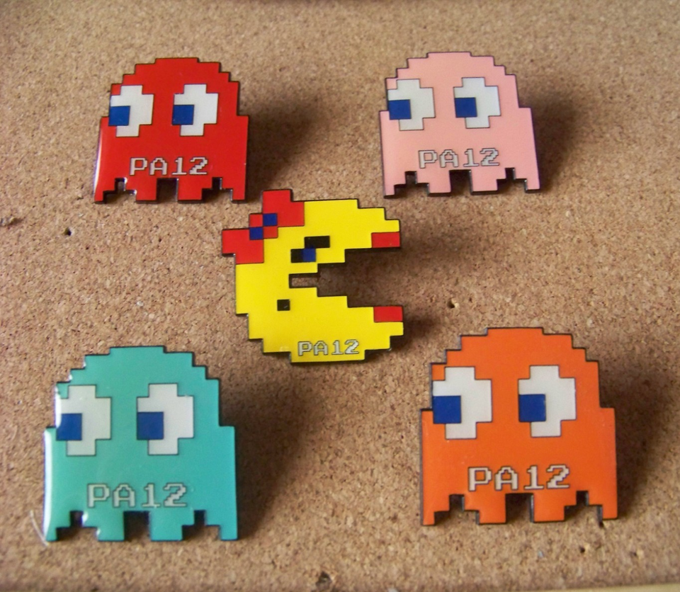 Little League 5 pins Ms Pac-Man & 4 Ghosts 5" x 3" PA 12 c46538 | eBay