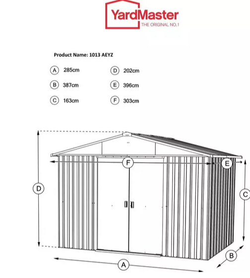 NEW! Yardmaster 10 x 13ft Shed Apex Roof Metal Shed With Floor Frame ...