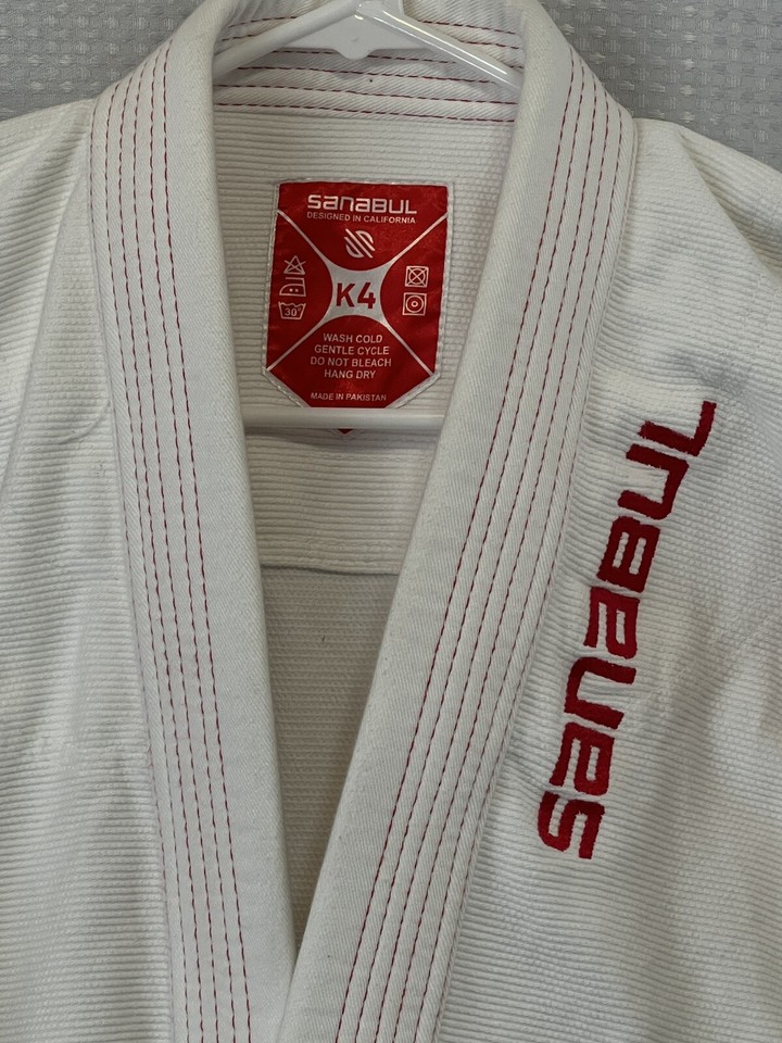 SANABUL Gi Uniform Top Size K4 Jacket White Red BJJ Jiu Jitsu Judo ...