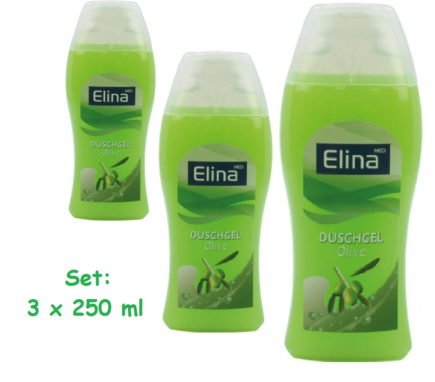 Elina med Set 3 x 250 ml Duschgel - Olive angenehme Frische verwöhnt ...