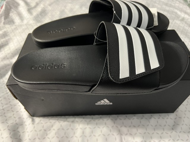 adidas Adilette Comfort Adj Adjustable Slides Beach Sandals Black ...