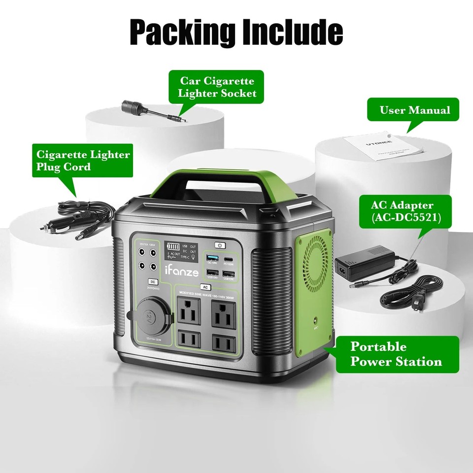 300W Portable Power Station, 296Wh 80000Mah Outdoor Solar Generator Quick | eBay