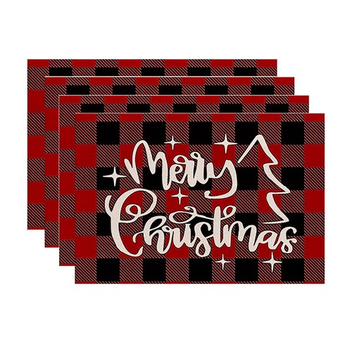 4PCS Xmas Trees Snow Christmas Placemats Winter Table Mats for ...