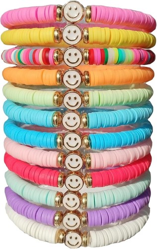 12PCS Preppy Friendship Smiley Face Bracelets for Women | eBay