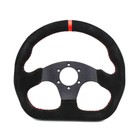 Flat Bottom D-Shape Suede Leather 320mm Racing Sport Steering Wheel ...