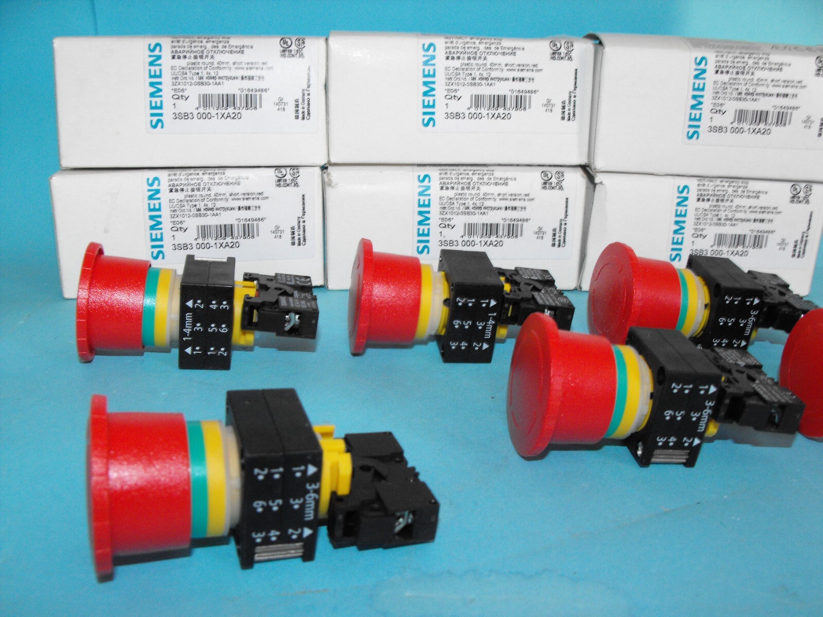 SIEMENS 3SB3000-1XA20+3SB3400-0C.Emergency Stop Switch.(LOT7PCS).NEW | eBay