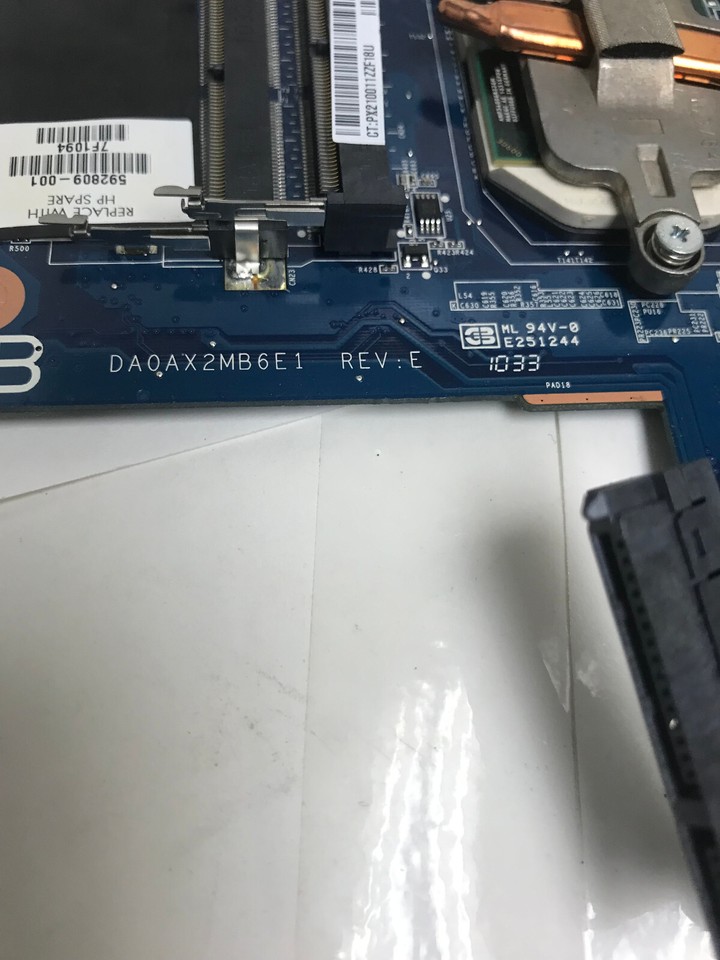 HP AMD Socket S1 DA0AX2MB6E1 592809-001 Laptop Motherboard For Parts or ...