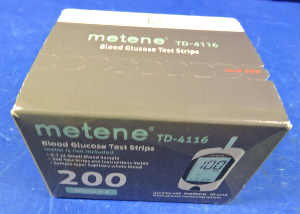 Box 200 Count Metene TD-4116 Blood Glucose Test Strips for Diabetes ...