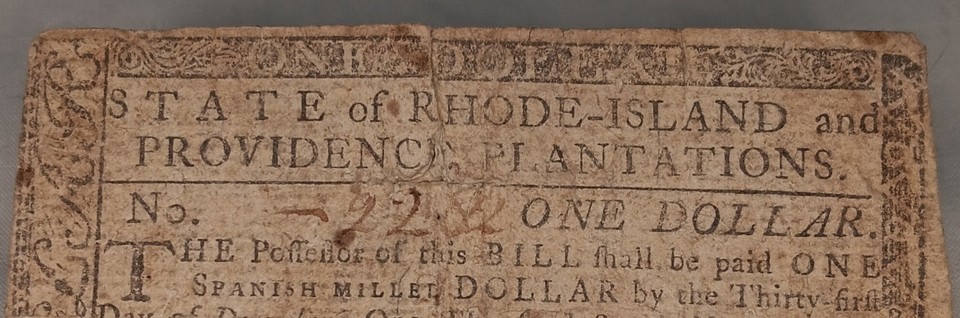 Rare July 2, 1780 Rhode-Island $1 One Dollar Colonial Currency Banknote ...