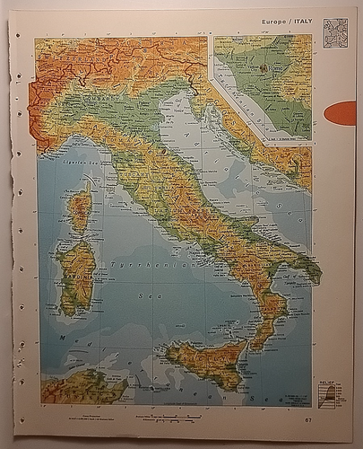 Vintage ITALY Atlas Map from a 1967 Mid-Century Modern World Book Atlas ...