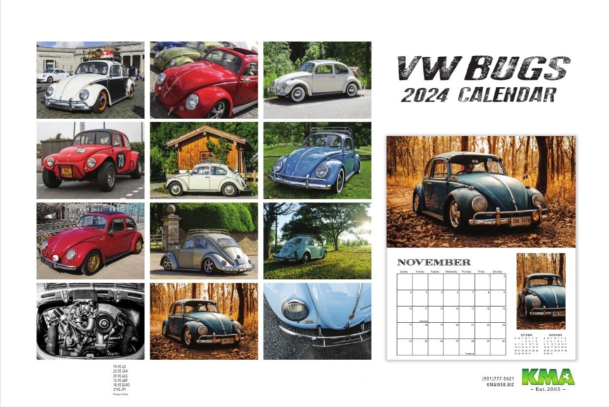 2024 VW BUGS DELUXE WALL CALENDAR car volkswagen beetle bus bug gift ...