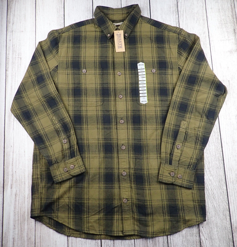 Duluth Trading Shirt Mens L Tall Plaid Free Swinging Flannel Green ...