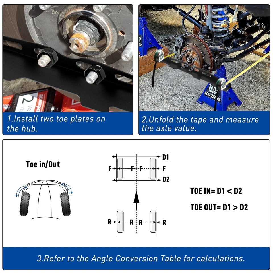 2 Pack - Wheel Toe Alignment Tool Plate - Comes with 2 Tape Measures ...