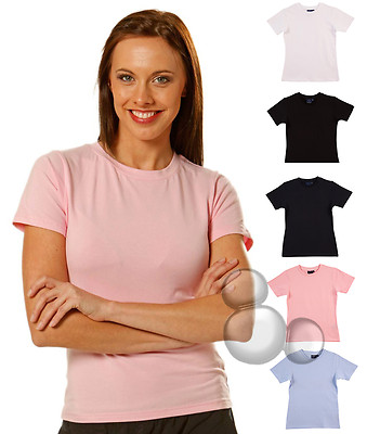 Ladies Fitted T-Shirt Size 8 10 12 14 16 Short Sleeve Stretch Top Tee ...