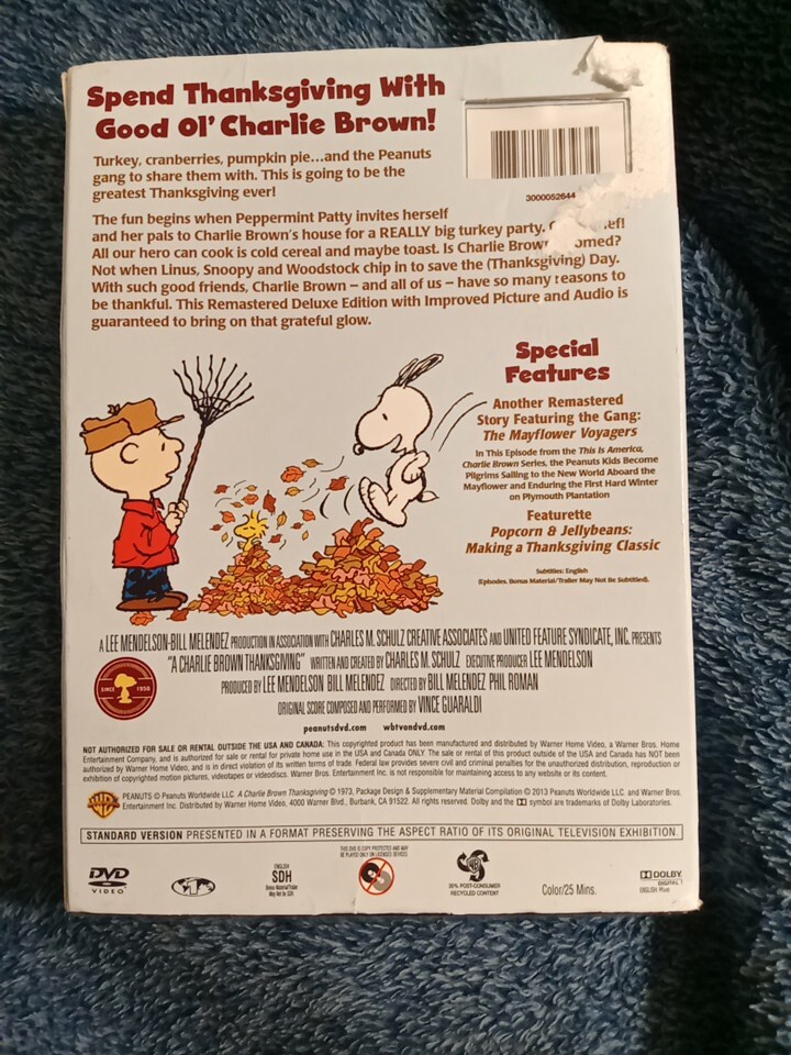 Peanuts Charlie Brown Thanksgiving Dvd 40Th Anniversary Deluxe Edition ...