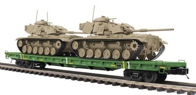MTH 20-95471 US ARMY Flatcar O Scale Premier 60’ Flat Car w/(2) M60 ...