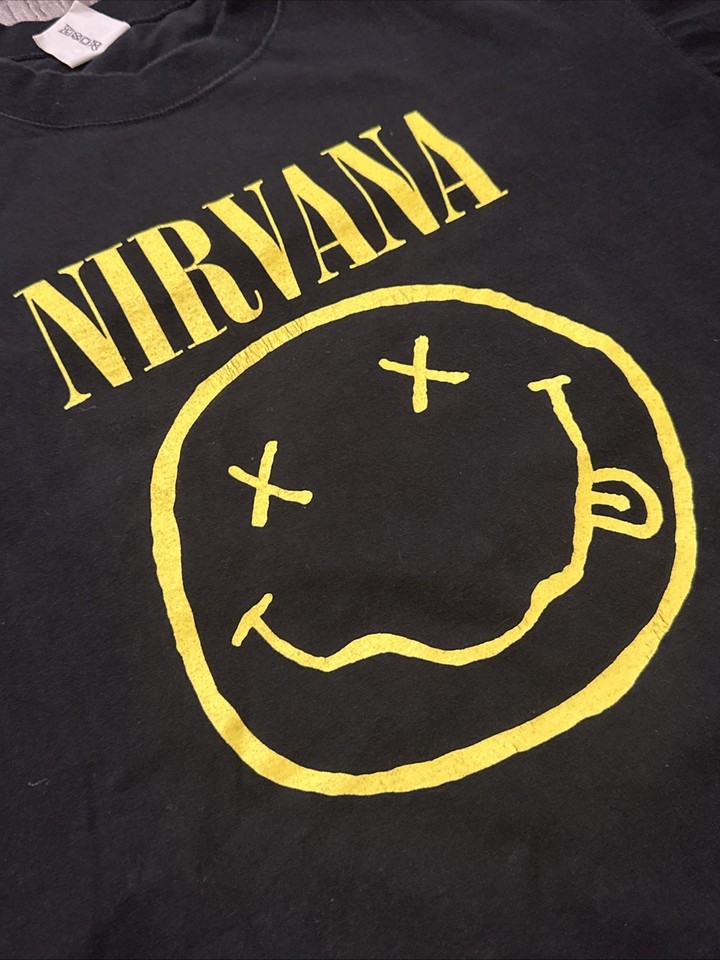 Vintage 1992 Nirvana Smiley Face Tee Back Hit Original Licensed Band ...
