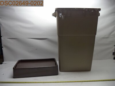 QTY=2: Thin Bin 23Gal Beige Containers & Carlisle TrimLine Brown Flip ...