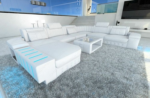 Ledercouch Wohnlandschaft XXL Ecksofa BELLAGIO Luxus Sofa Garnitur ...