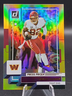 Logan Thomas Washington Commanders 2022 Donruss Gold Holo Press Proof ...