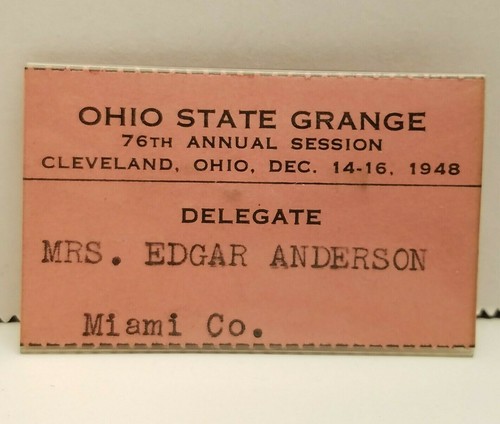 VTG 1948 Ohio State Grange 76th Annual Session Delegate Name Badge Tag ...