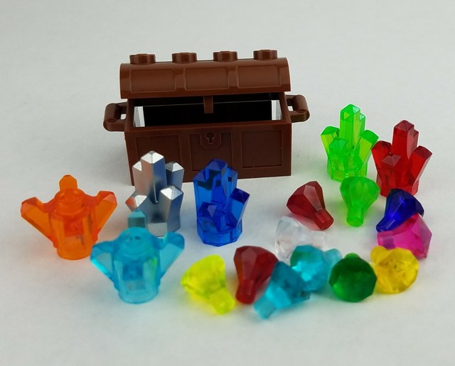 NEW Lego RARE Crystal Rock Treasure Brown Chest and Diamonds Jewels | eBay