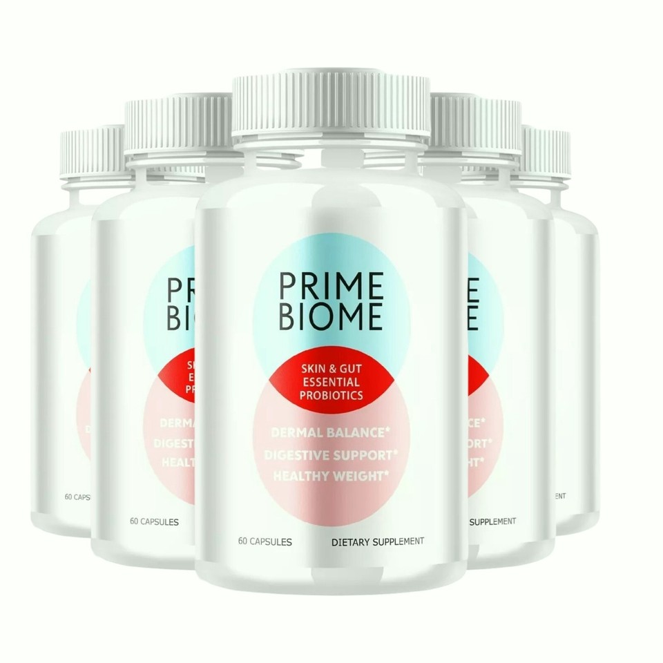 5-Pack Prime Biome Capsules - PrimeBiome Gut & Skin Health Support -300 ...