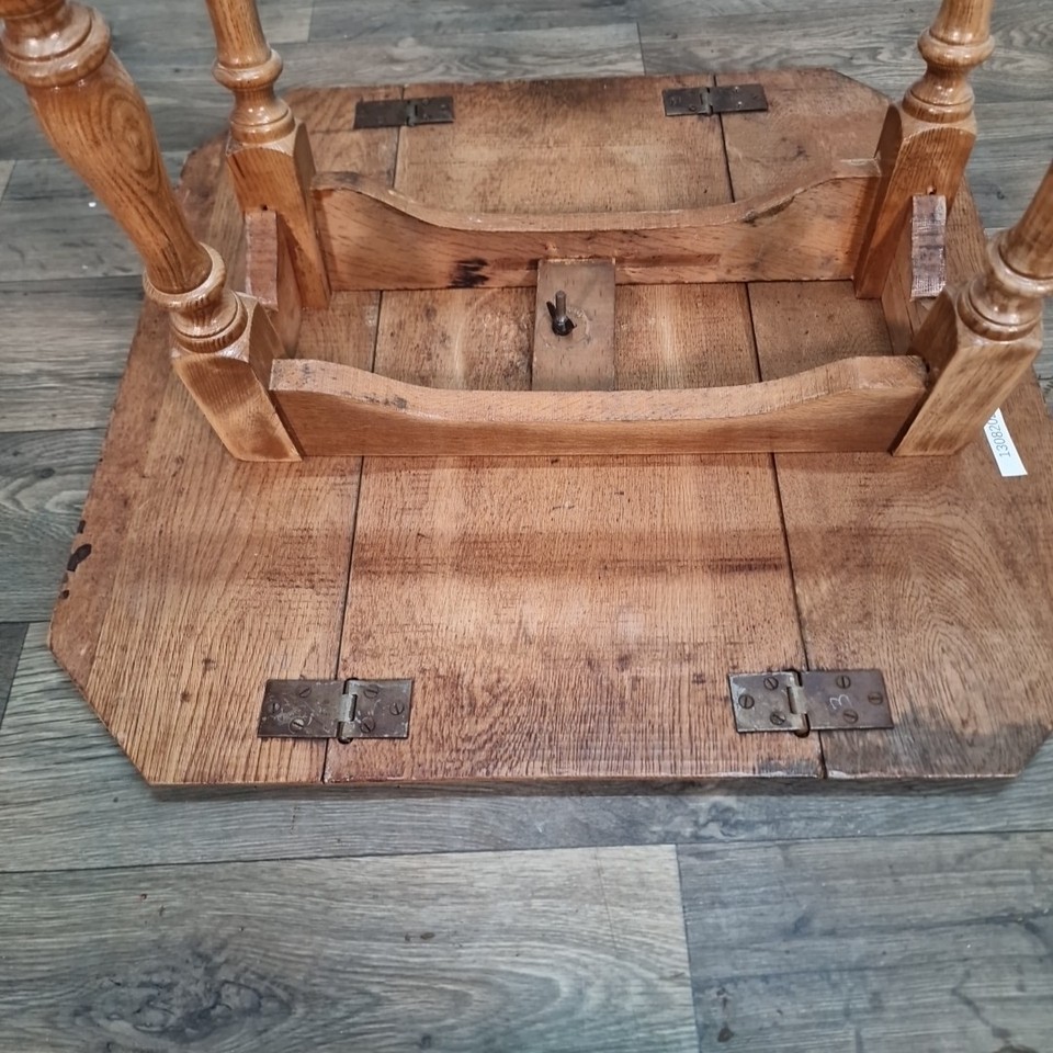 Antique Vintage Solid Oak Drop Leaf Revolving Top Table – Side ...