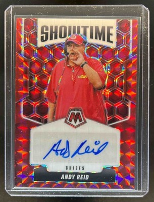 2025 Mosaic Andy Reid Showtime Signatures Red Prizm Auto #/199 Chiefs ...