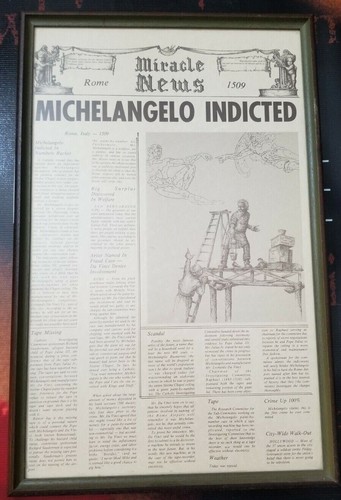 Art Print "Michelangelo Indicted" Miracle News, Ed Miracle Framed Rare ...