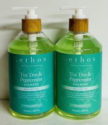 2-Pack Ethos ~ Tea Tree & Peppermint Moisturizing Shampoo with Biotin ...