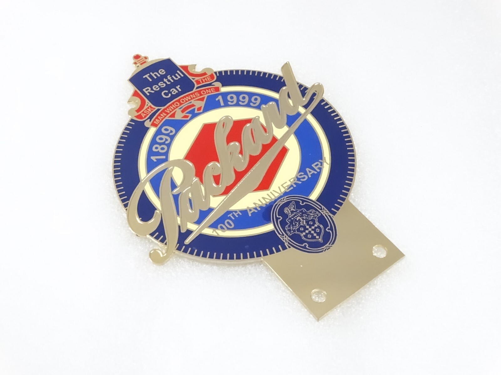 BRASS GOLDEN DECAL BADGE EMBLEM FITS VINTAGE PACKARD 100TH ANNIVERSARY ...