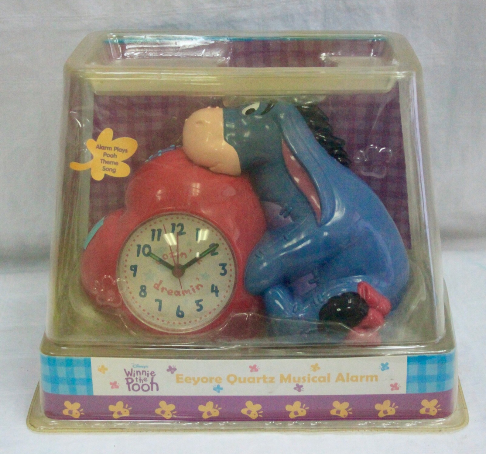 RARE VINTAGE DISNEY WINNIE THE POOH EEYORE QUARTZ MUSICAL ALARM CLOCK ...