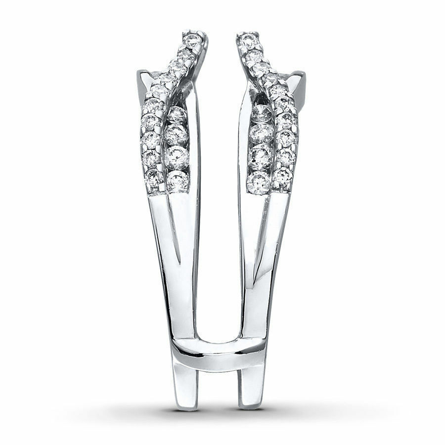 0.75 CT Diamond 10k Solid White Gold Solitaire Enhancer Wrap Wedding ...